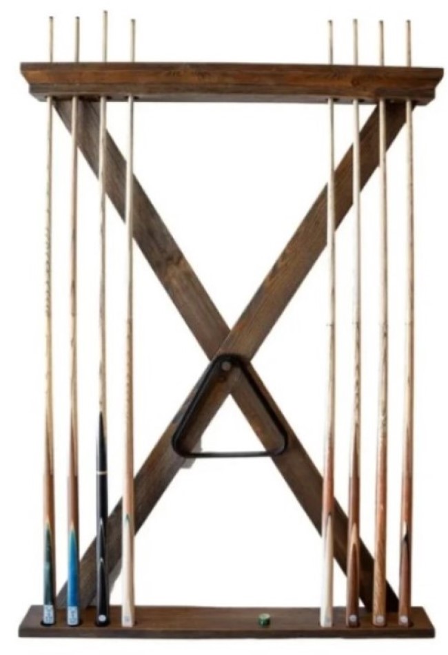 Deluxe Black Wall Cue, Ball, Triangle, Rack
